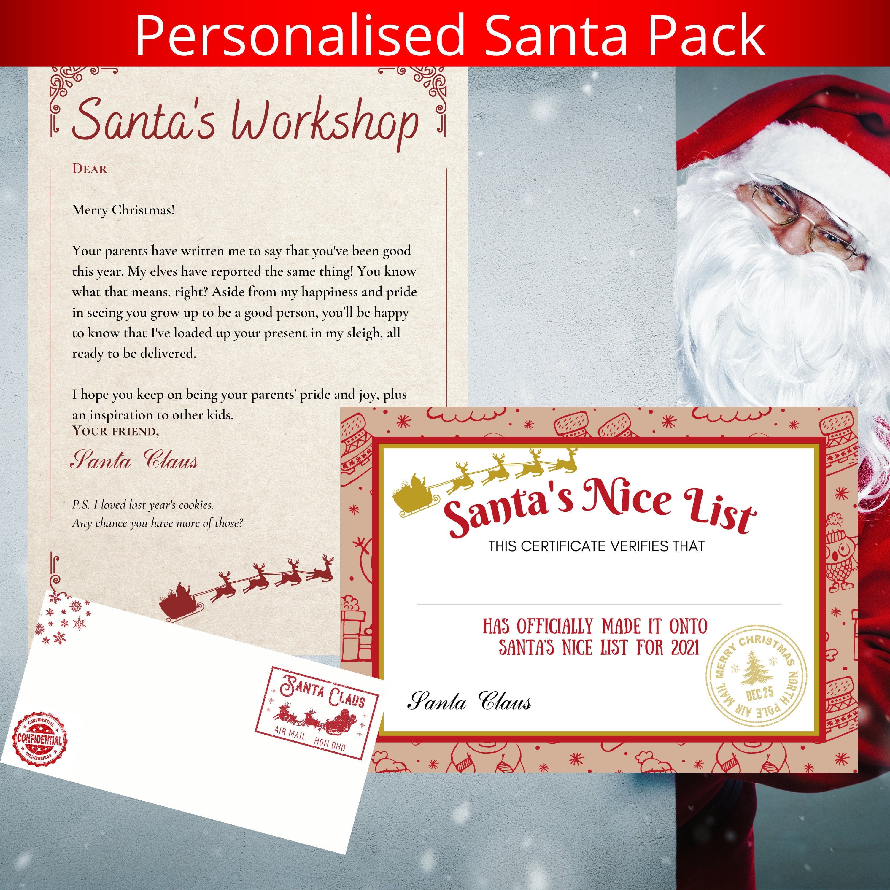 Official Letter From Santa Certificate From Santa Santas Nice List ...