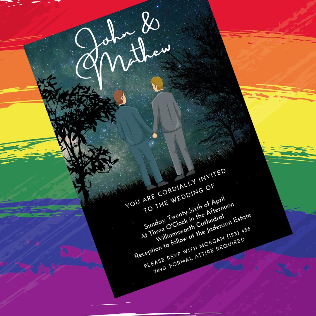 Personlised PRINTED Gay Wedding Invitations Wedding Invitation With Two ...