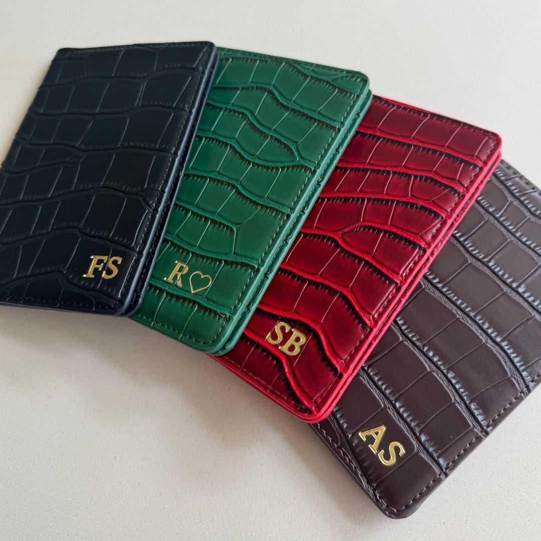 Personalised Croc Leather Passport Holder and Luggage Tag, Gift Set ...