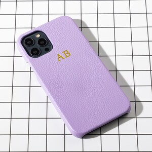 Personalised Lilac iPhone Case, Leather Phone Case, Custom iPhone Case ...