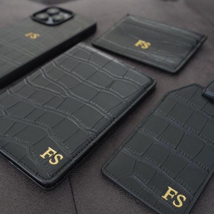Personalised Croc Leather Passport Holder and Luggage Tag, Gift Set ...