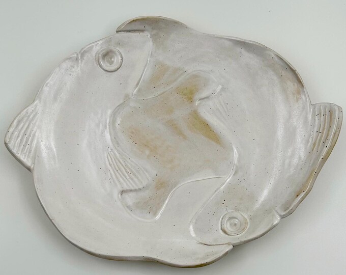 Vintage Ceramic Covered Fish Platter/art Pottery Fish Shaped Platter ...