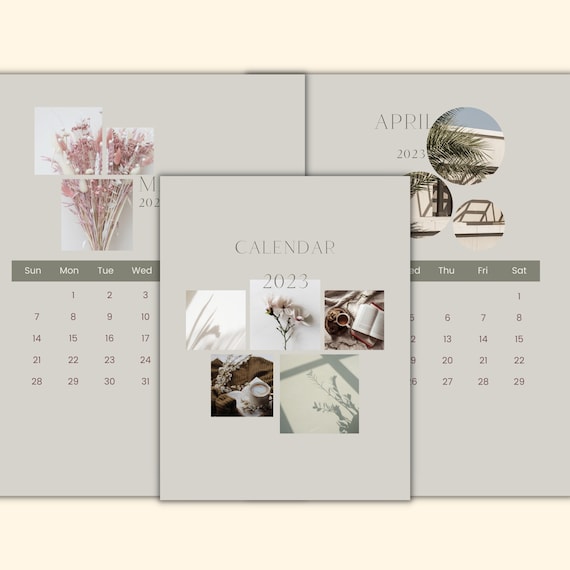 Minimalist 2023 Calendar Beige Aesthetic Printable - Etsy