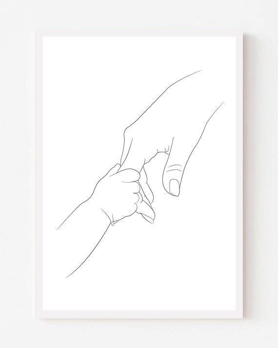 Mother And Child Holding Hands Drawing