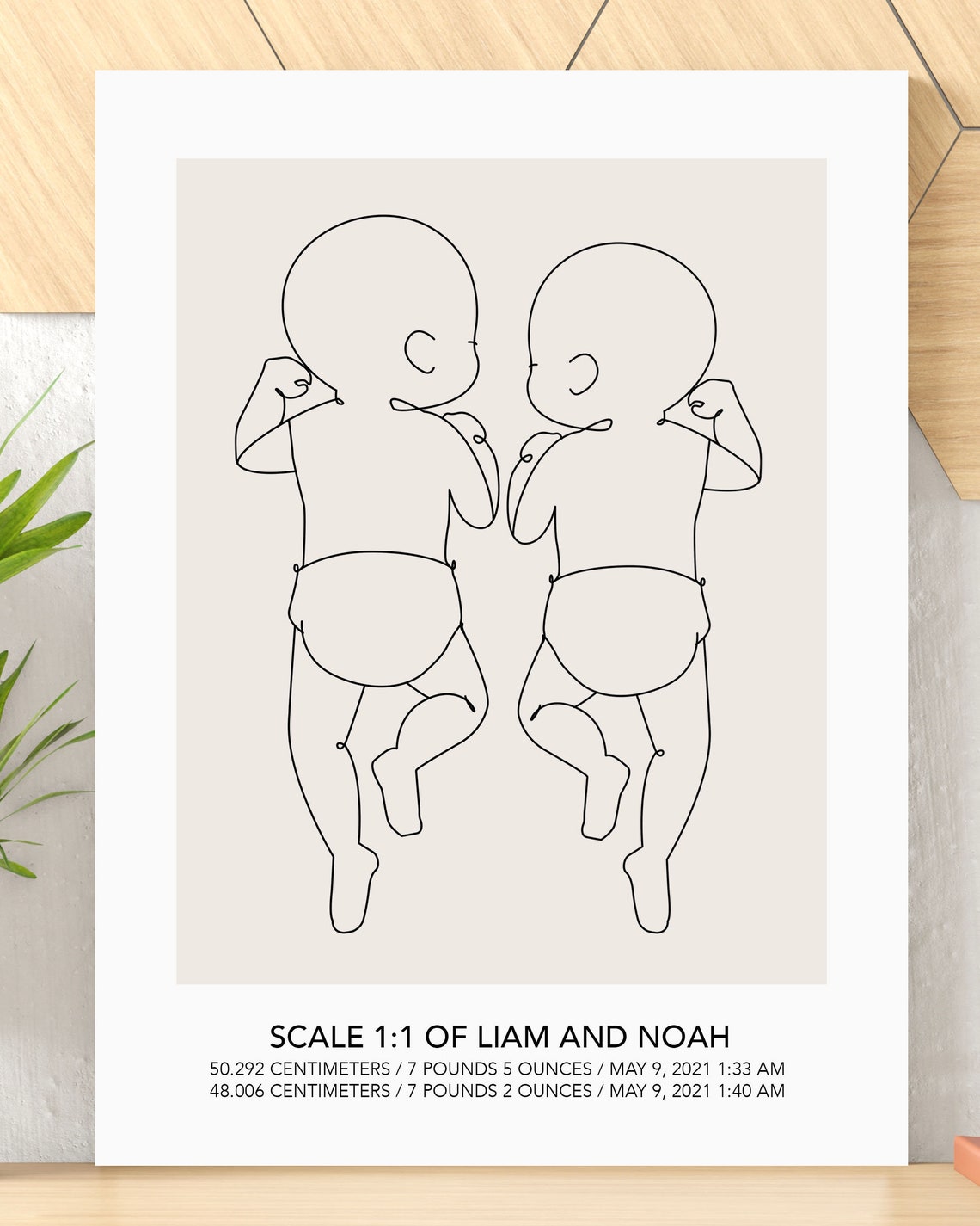 Customized Birth Poster for Twins Scale 1:1 Twins Birth - Etsy