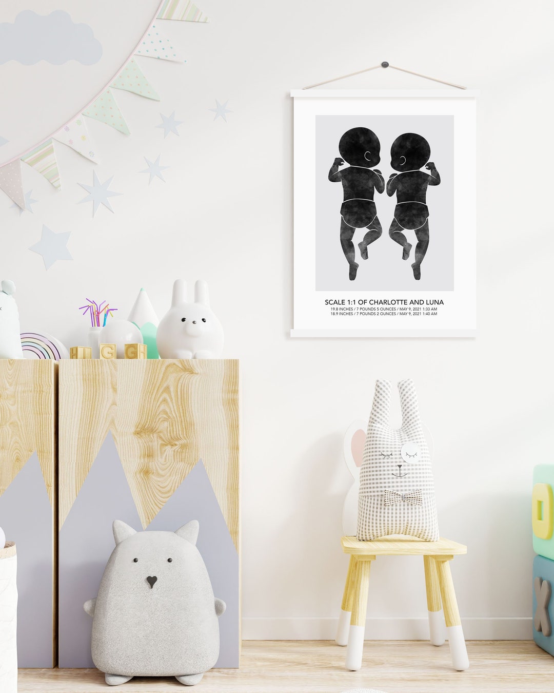 Personalized Newborn Twins Birth Poster, Customized Birth Poster for ...