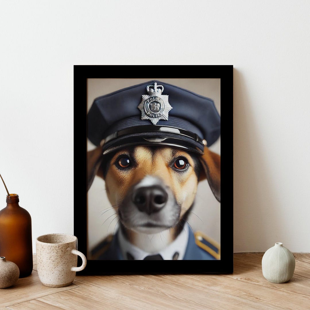 Police Dog Pet Portrait, Customized Police Dog Pet Poster, Personalized ...