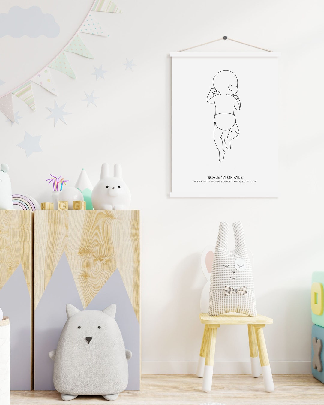 Custom Baby Line Art Poster, Newborn Line Art Poster, Personalized Baby ...