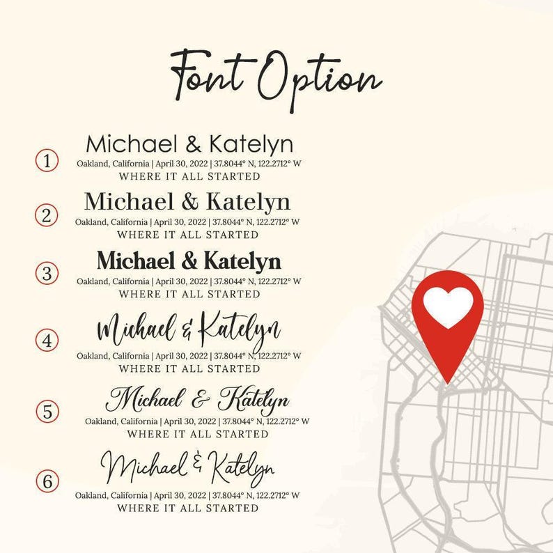 Custom Couple Map, Personalized Map Poster, First Date Map, Where We ...