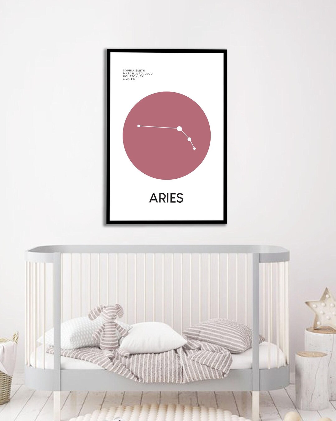 Aries Baby Zodiac Sign Poster, Zodiac Constellation Portraits ...