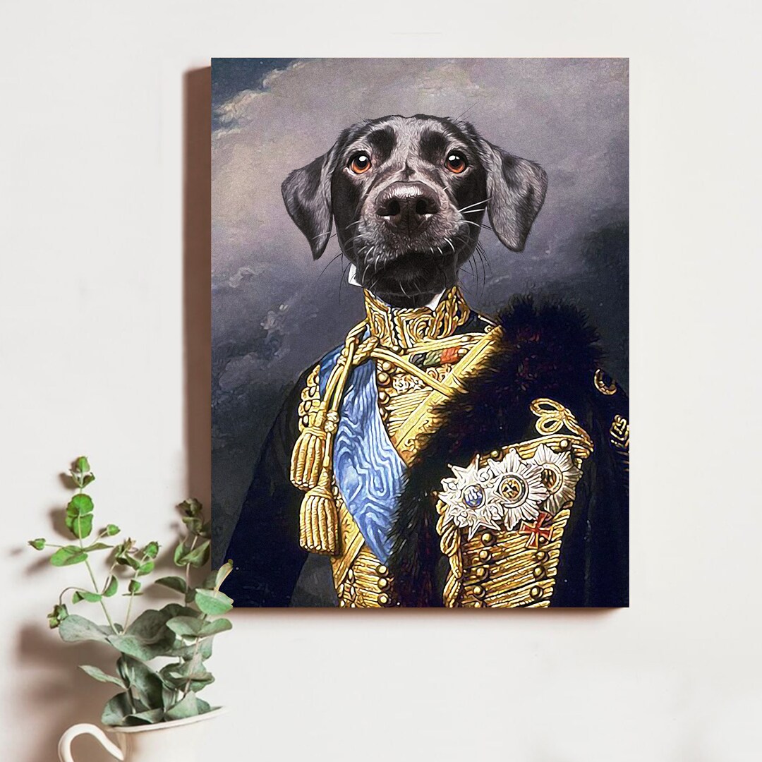 Dog Royalty Pet Portrait, Dog Monarch Pet Portrait, Canvas Royal Pet ...