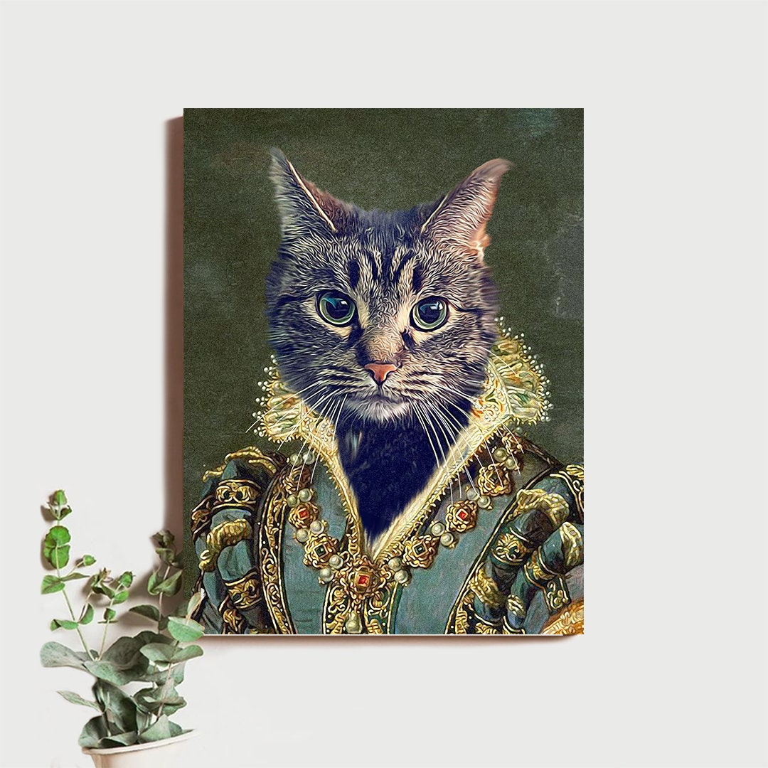 Custom Cat Portrait, Royal Cat Portrait, Personalized Cat Portrait ...