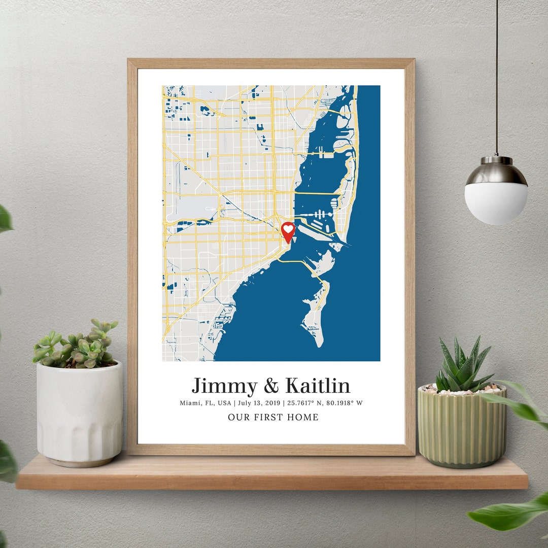 Custom Couple Map, Personalized Map Poster, First Date Map, Where We ...