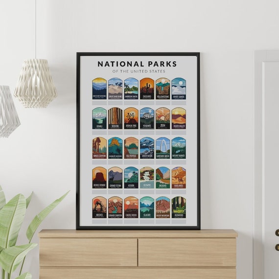 National Parks Checklist Adventure Decor Top 30 National - Etsy