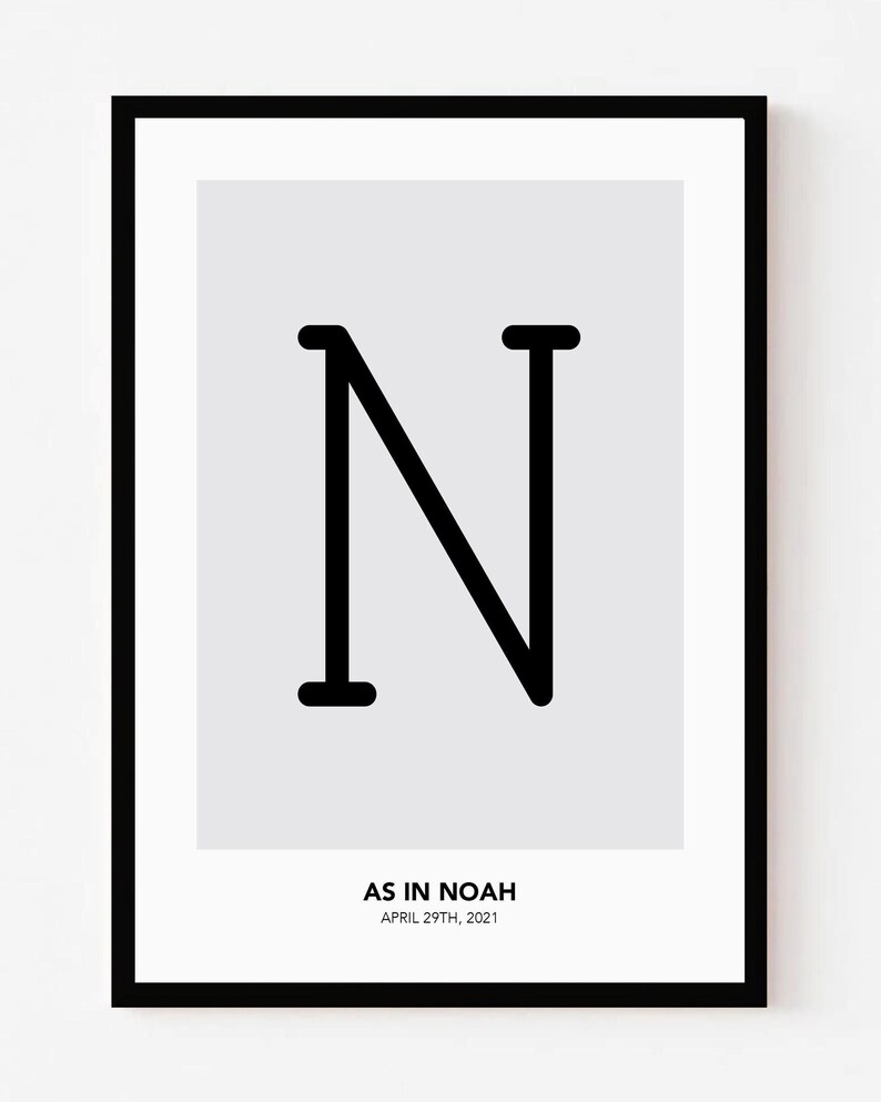 Baby Initial Poster, Baby Name Poster, Baby Birthday Poster ...