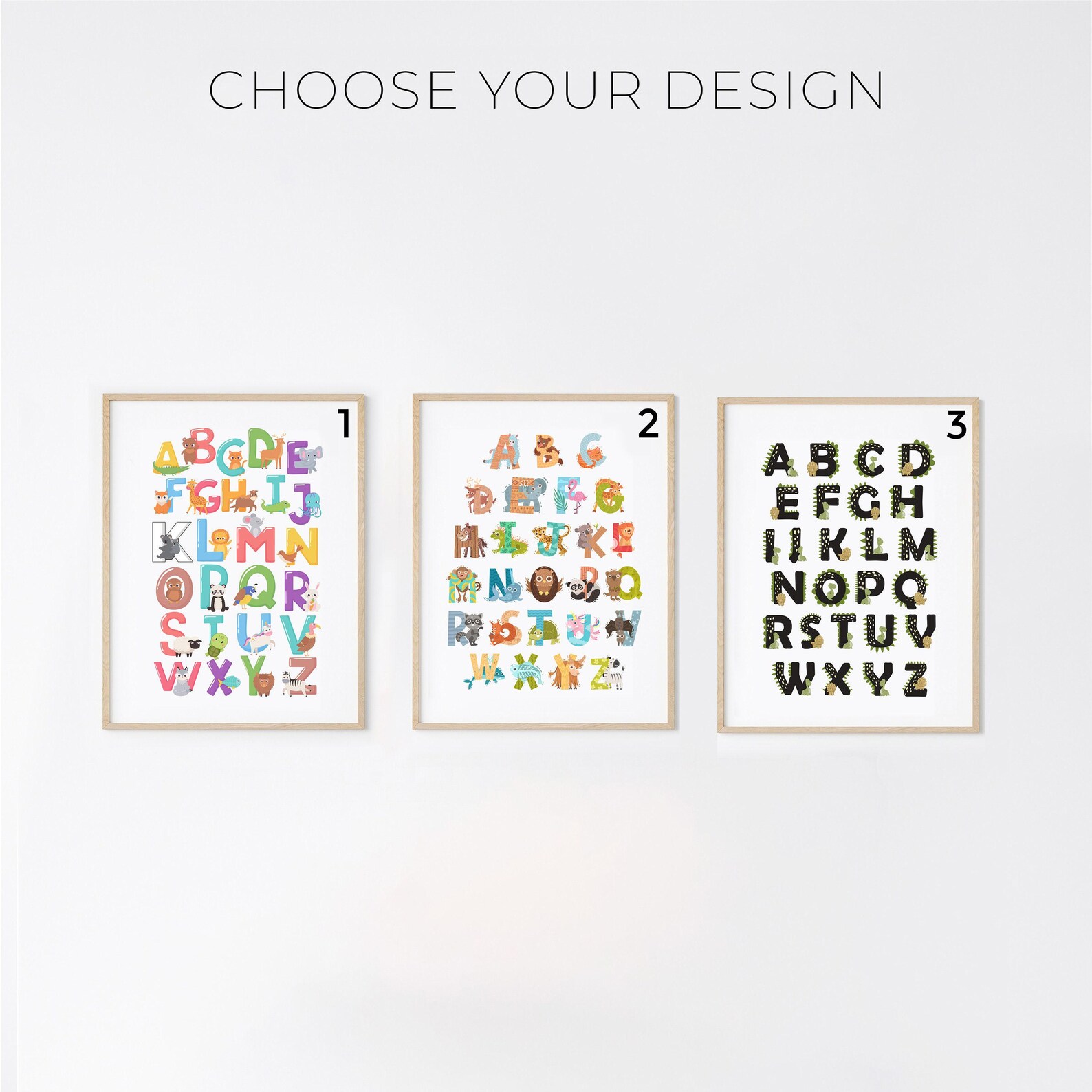 ABC Wall Art, ABC Nursery Wall Decor, Dinosaur Alphabet Posters, Dino ...