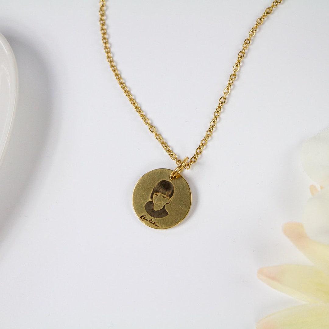Custom Portrait Necklace, Engraved Photo Necklace, Your Photo Necklace ...