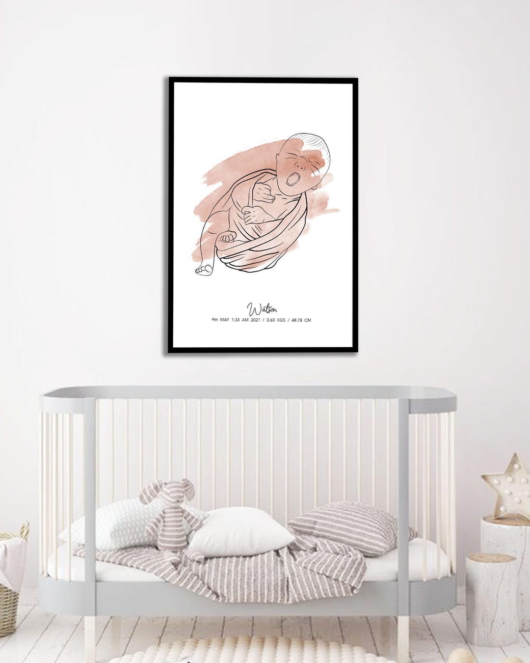 Canvas Baby Portrait, Customized Baby Portraits, Personalized Baby ...