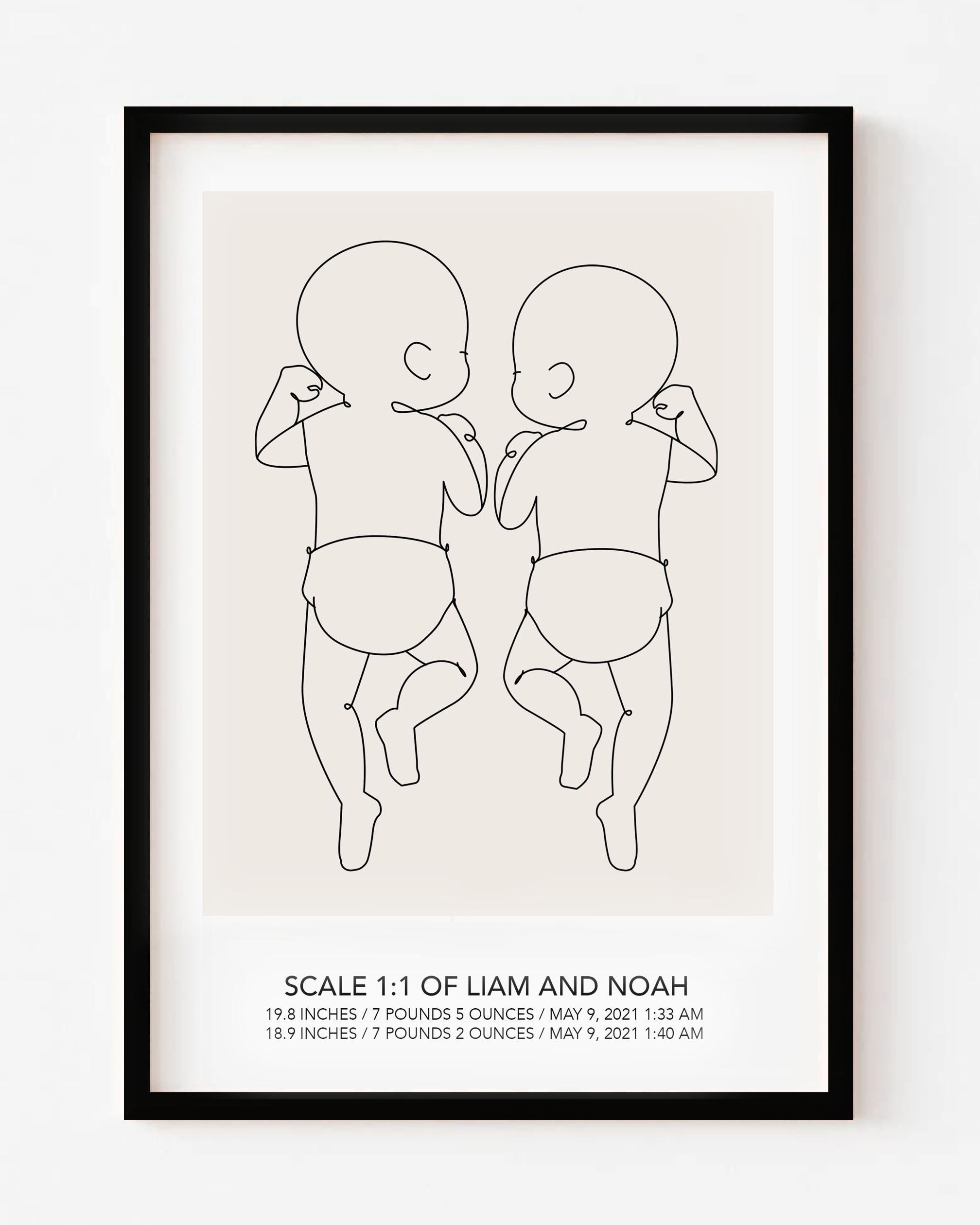 Customized Birth Poster for Twins Scale 1:1 Twins Birth - Etsy