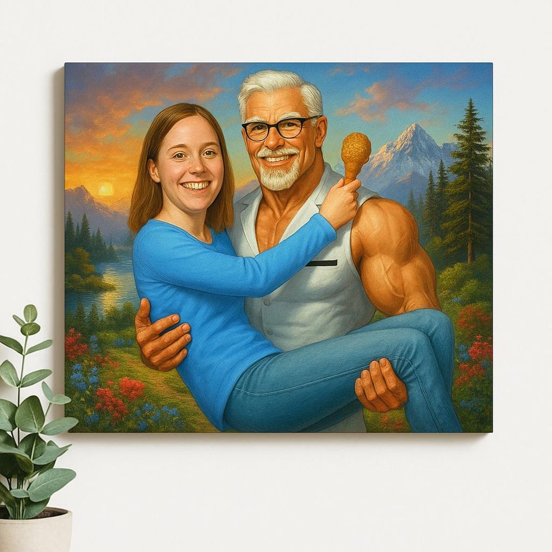 Fried Chicken Lover Portrait, Funny Fried Chicken Portrait, Custom ...