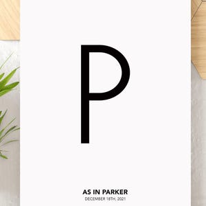 Baby Initial Poster, Baby Name Poster, Baby Birthday Poster ...