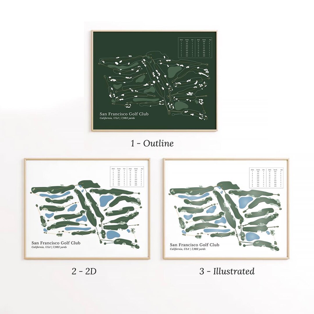 Watercolor Style Golf Course Poster, Custom Golf Course Portrait ...