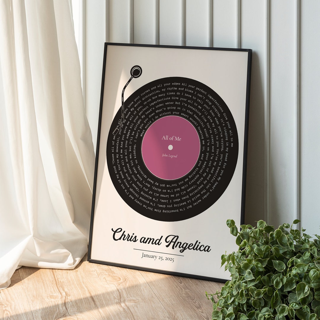 Custom Wedding Vinyl Record Poster, Personalized Wedding Vinyl Record ...