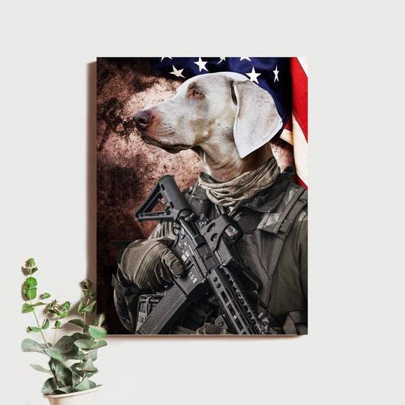 Pet Portrait Soldier Pet Army Gifts Military Art Pet | Etsy