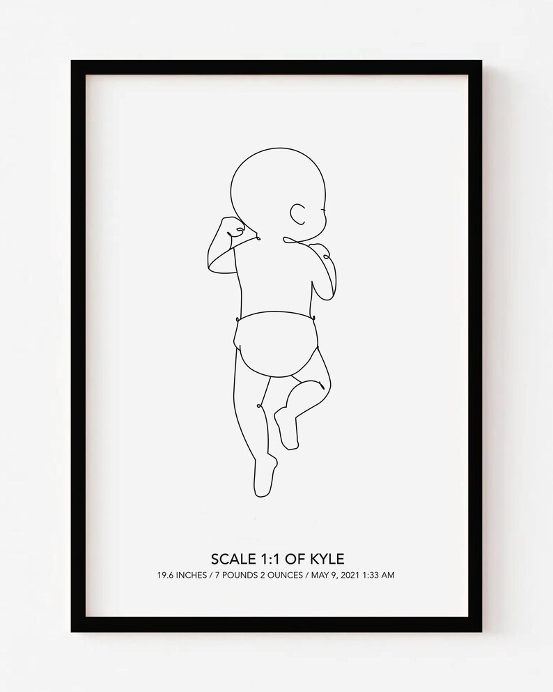 Custom Baby Line Art Poster, Newborn Line Art Poster, Personalized Baby ...