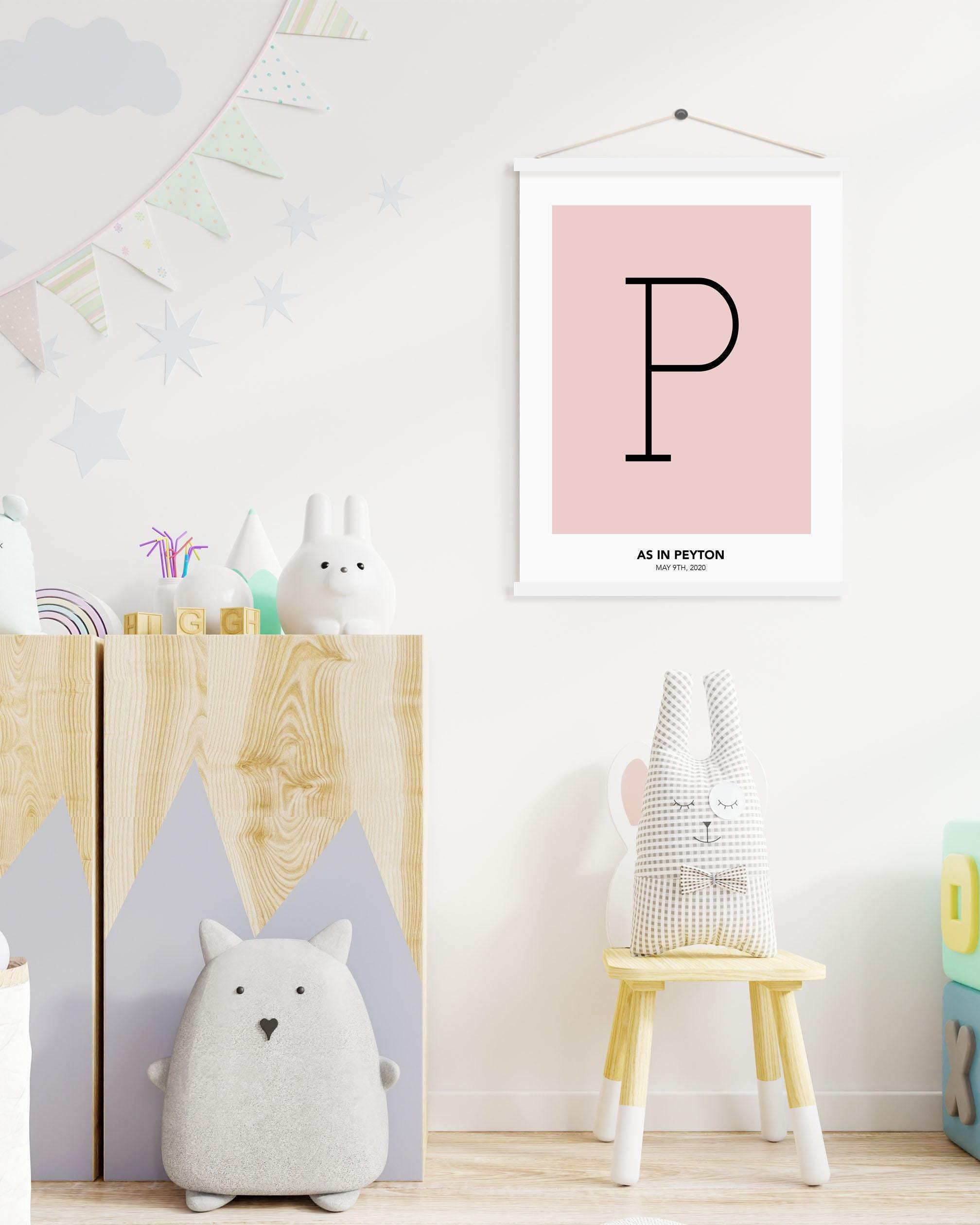 Baby Initial Poster, Baby Name Poster, Baby Birthday Poster ...