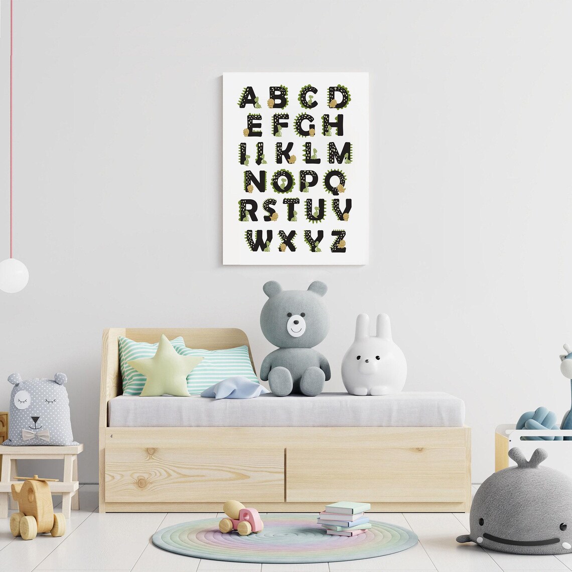 ABC Wall Art, ABC Nursery Wall Decor, Dinosaur Alphabet Posters, Dino ...