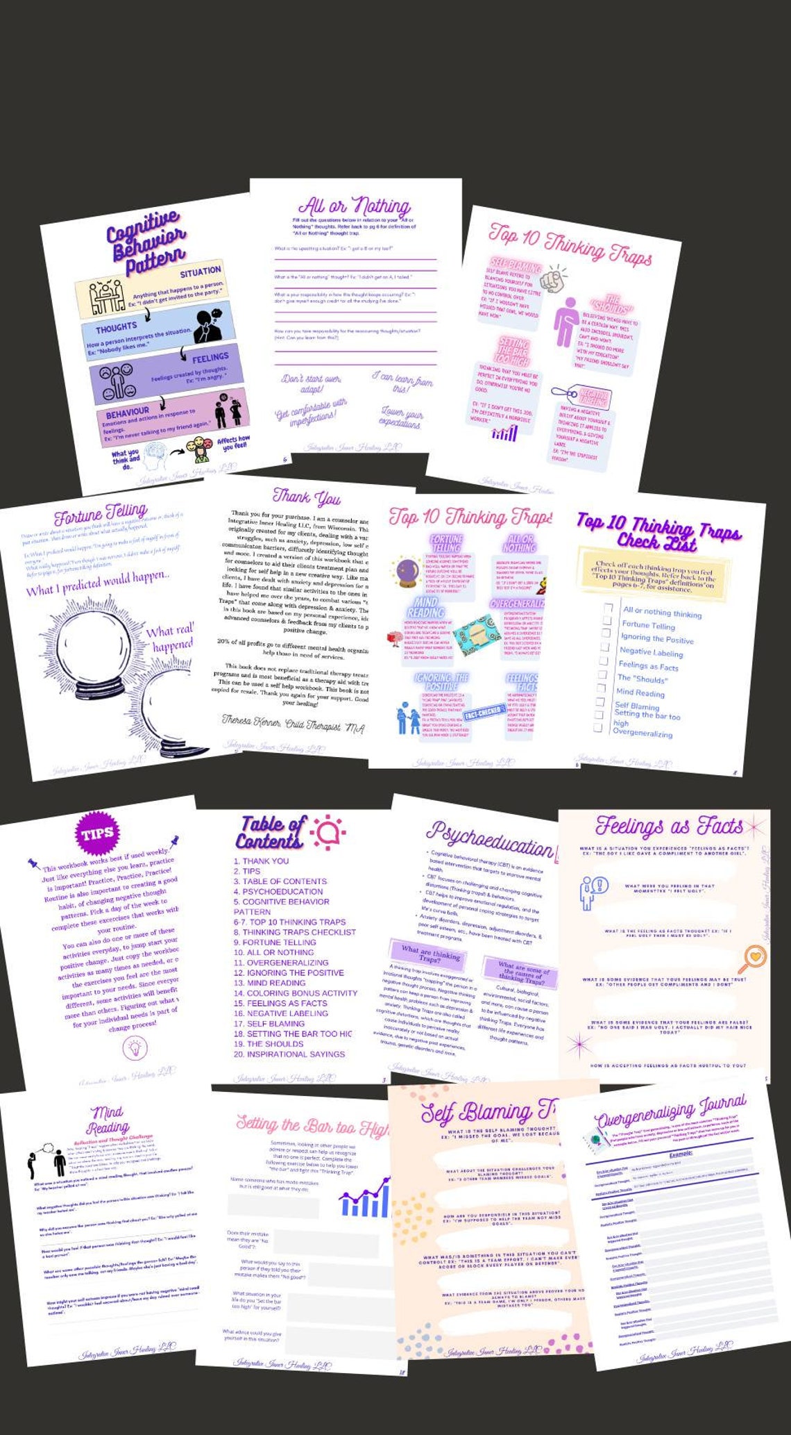 Top 10 Thinking Traps,pdf, Cbt Worksheet, Depression Help, Anxiety ...