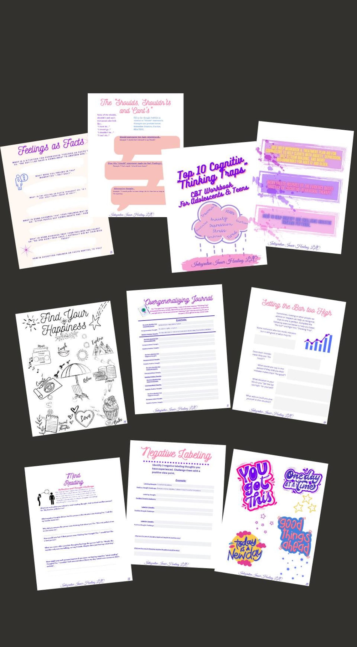 Top 10 Thinking Traps,pdf, Cbt Worksheet, Depression Help, Anxiety ...