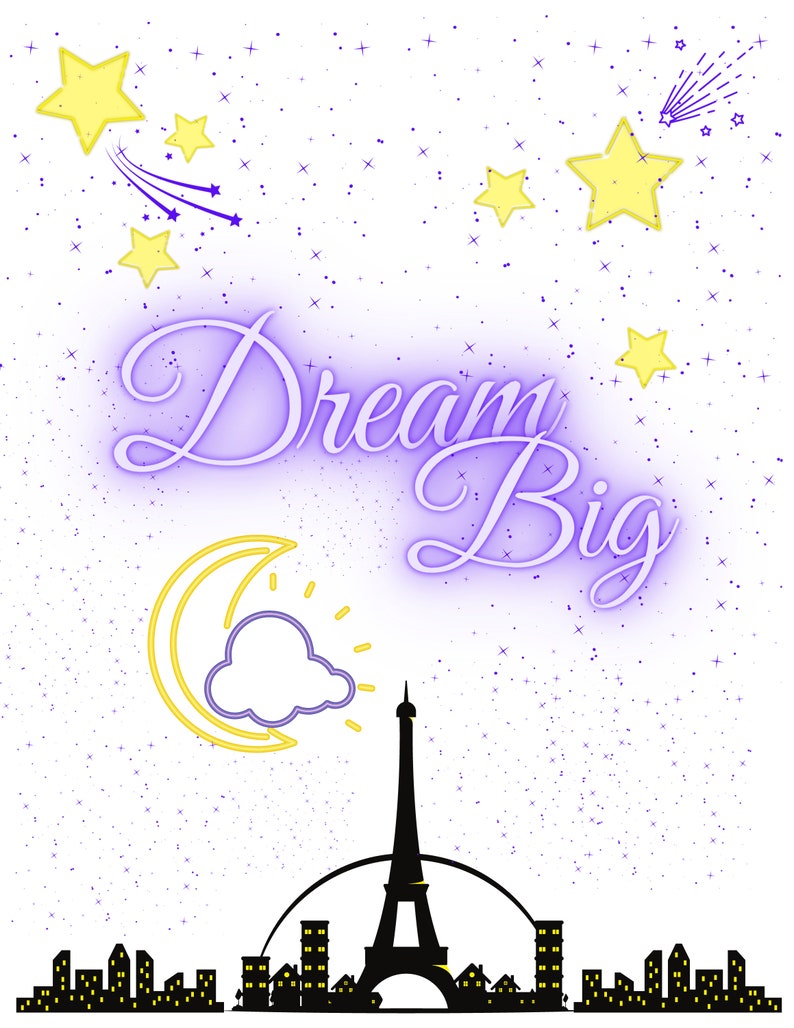 Dream Big Poster, PDF, Png, SVG, JPEG, Inspirational Wall Art, Night ...