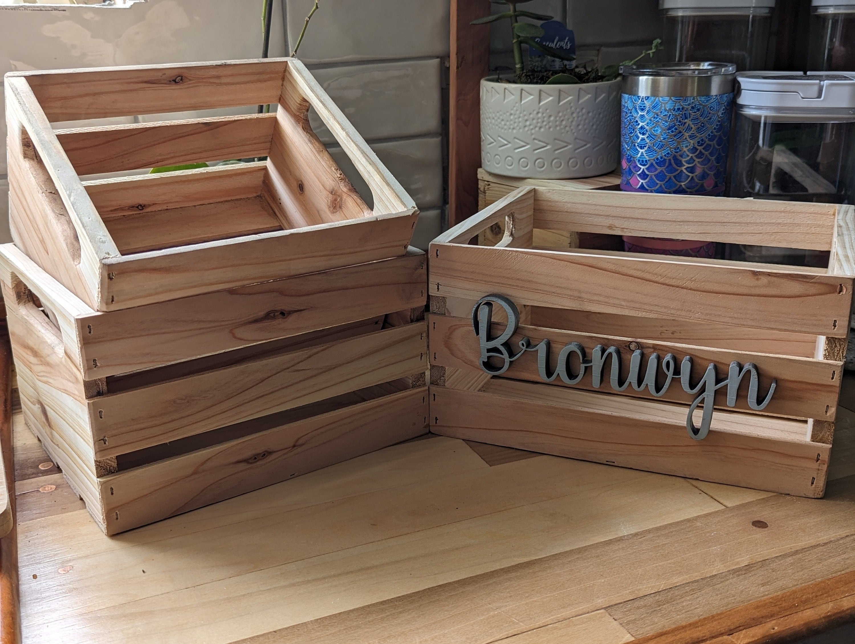 Personalized Wooden Crate Cedar Nesting Set of 3 Rustic Wood Farmhouse ...