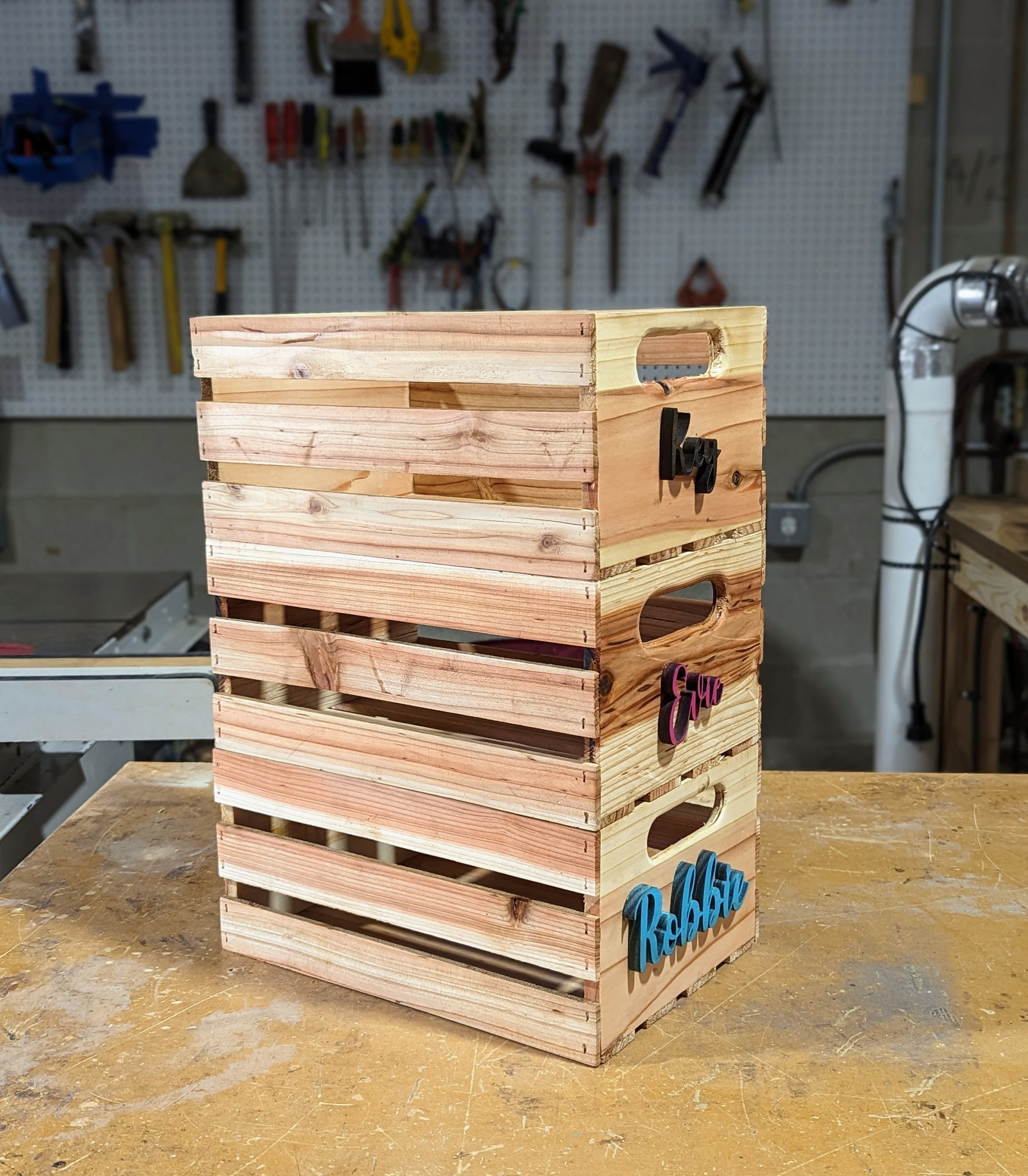 Personalized Stacking Cedar Wooden Slat Crate Wood Crate Home Storage ...