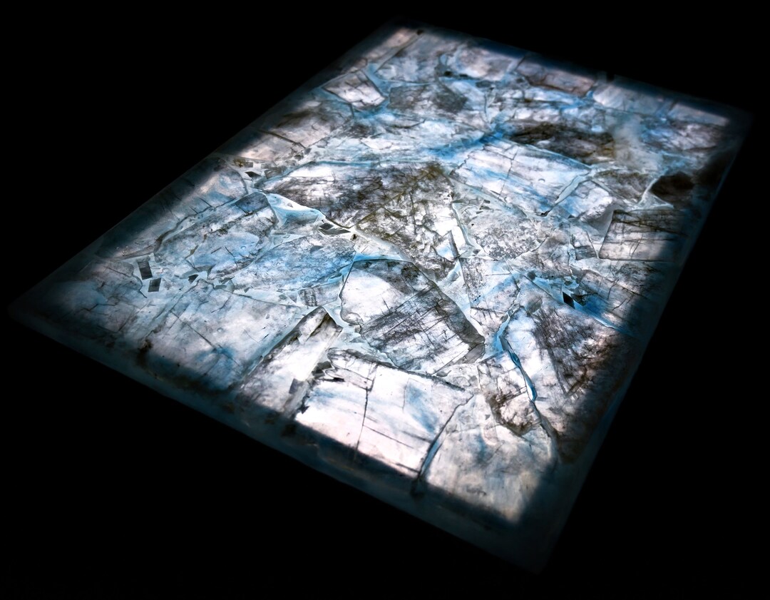 Selenite Luxury Table - Rectangular Gemstone in Blue, Handmade ...