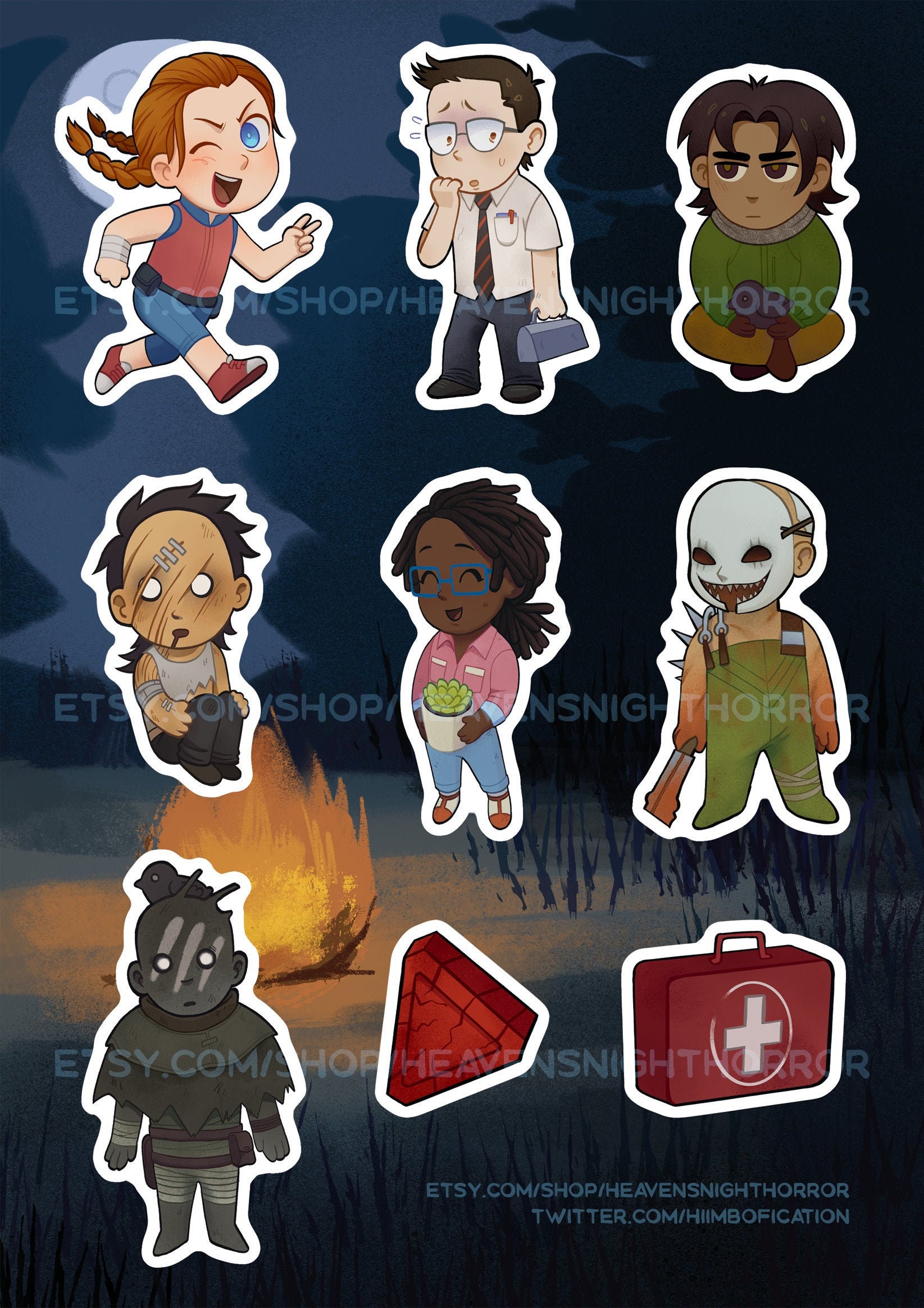 Dead by Daylight Large Sticker Sheet Dwight, Meg, Jake, Claudette ...