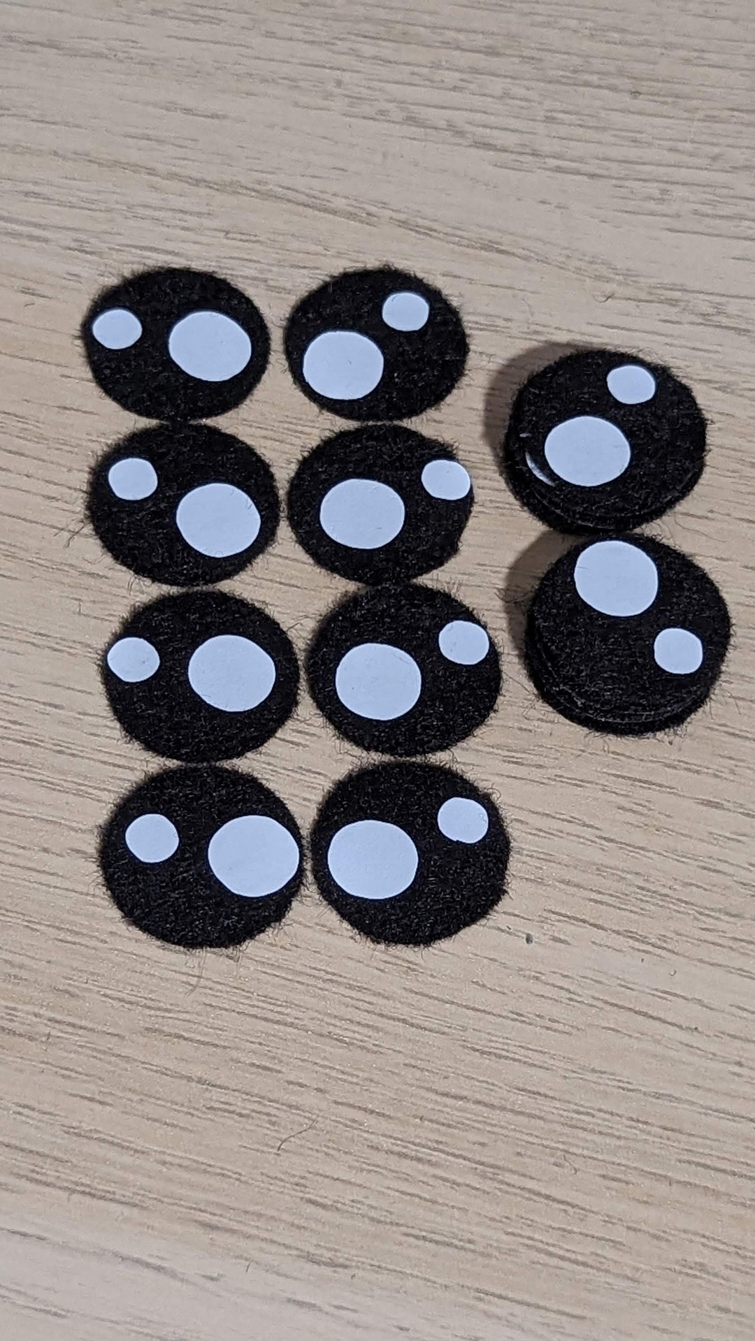 14 PAIRS Simple Print Round Felt Eyes 2cm Safety Eyes Aussie Made Bulk ...
