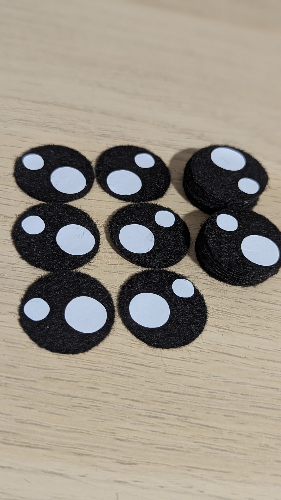 6 PAIRS Simple Print Round Felt Eyes 3cm Safety Eyes Aussie Made Bulk ...