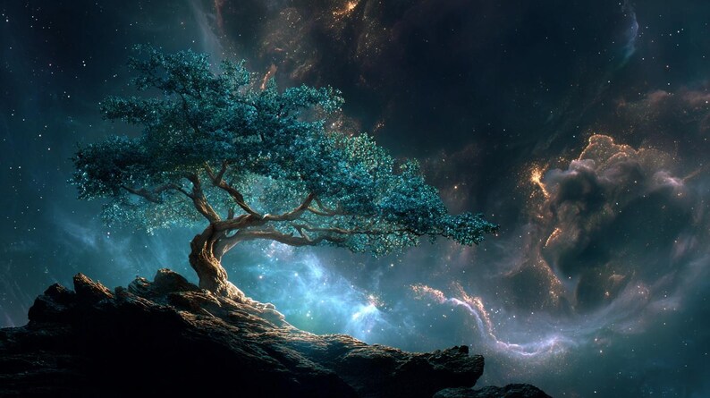 Magical Tree in Space - Etsy