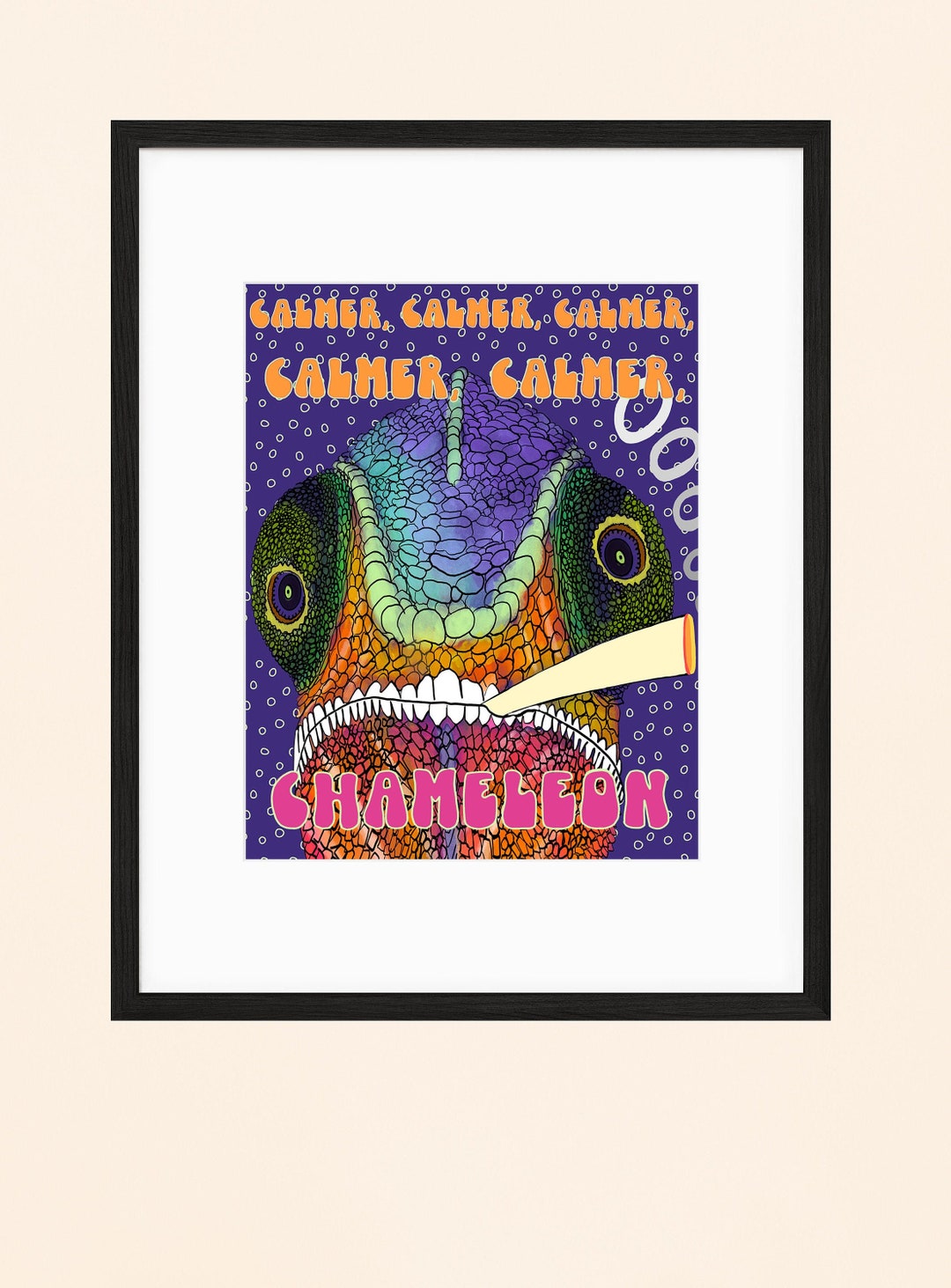 Calmer Chameleon A3 A4 A5 Bright Hand Painted Hand Made - Etsy