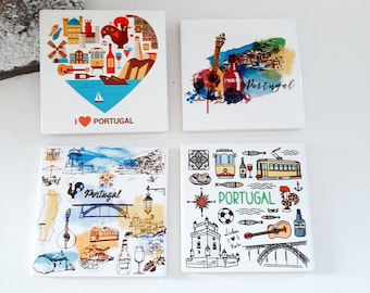 Mod Hippy Floral Flower Power Coaster Set of 4 TILE Cork - Etsy