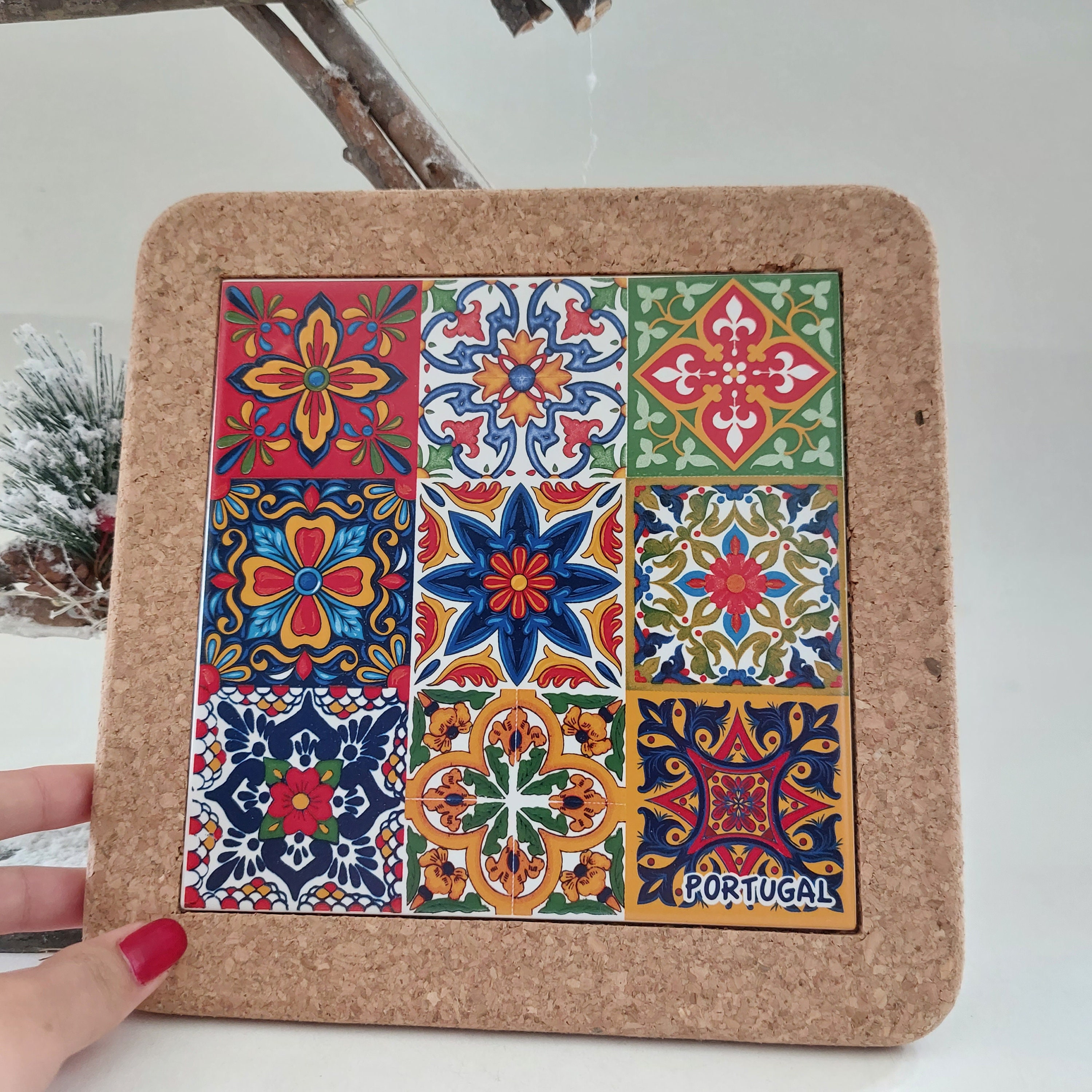 Cork Base With Ceramic / Cork Art / Cork Coaster / Kitchen Utensils ...