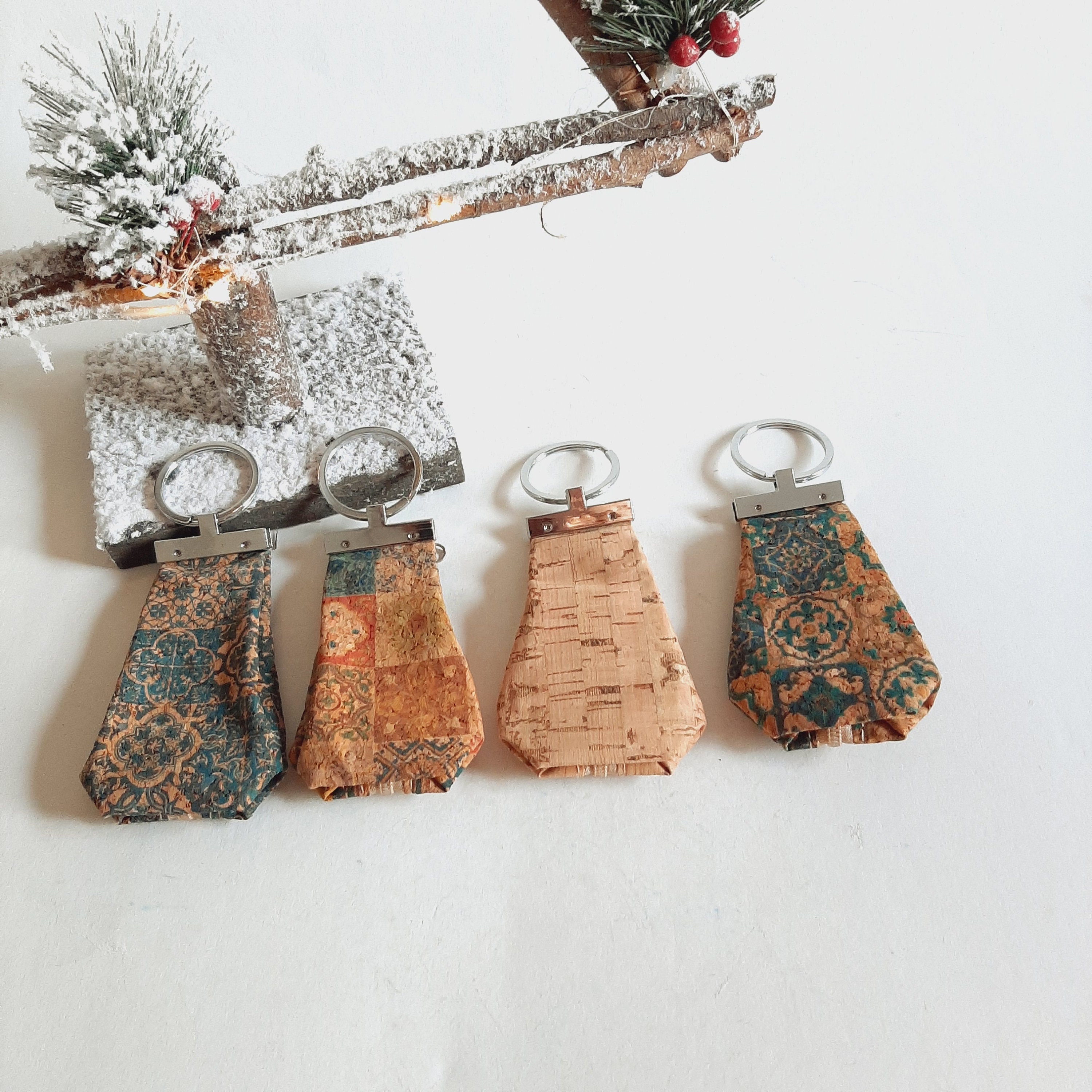 Cork Keychain With Cork Coin Holder / Cork Acessories / Cork Key Ring ...
