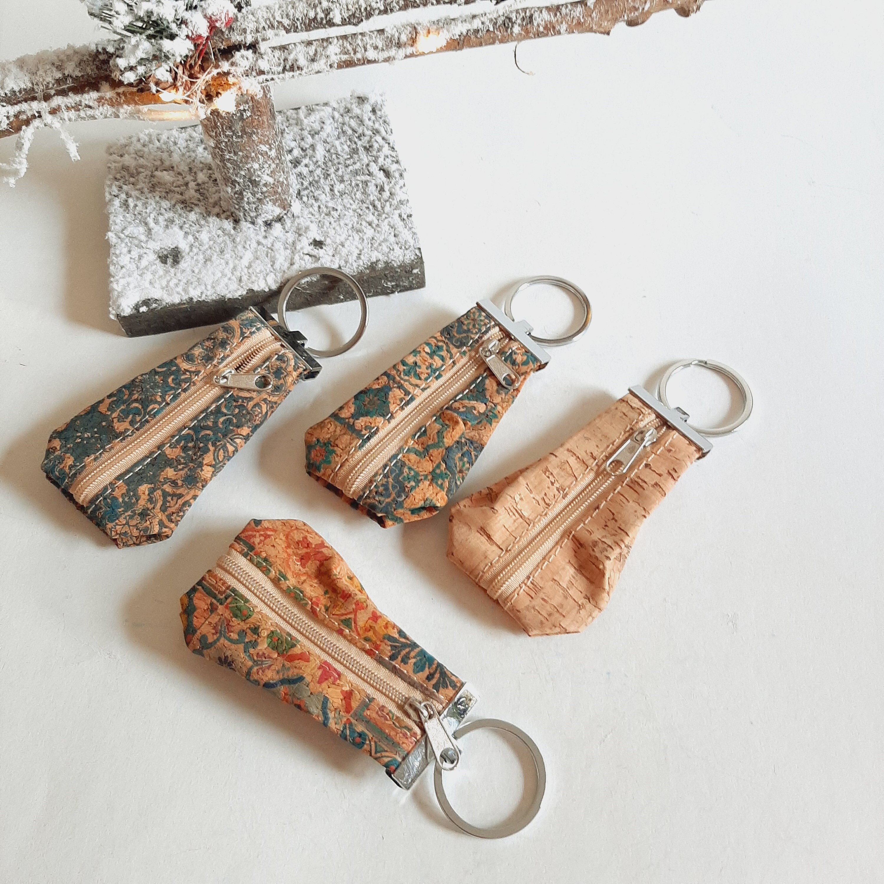 Cork Keychain With Cork Coin Holder / Cork Acessories / Cork Key Ring ...