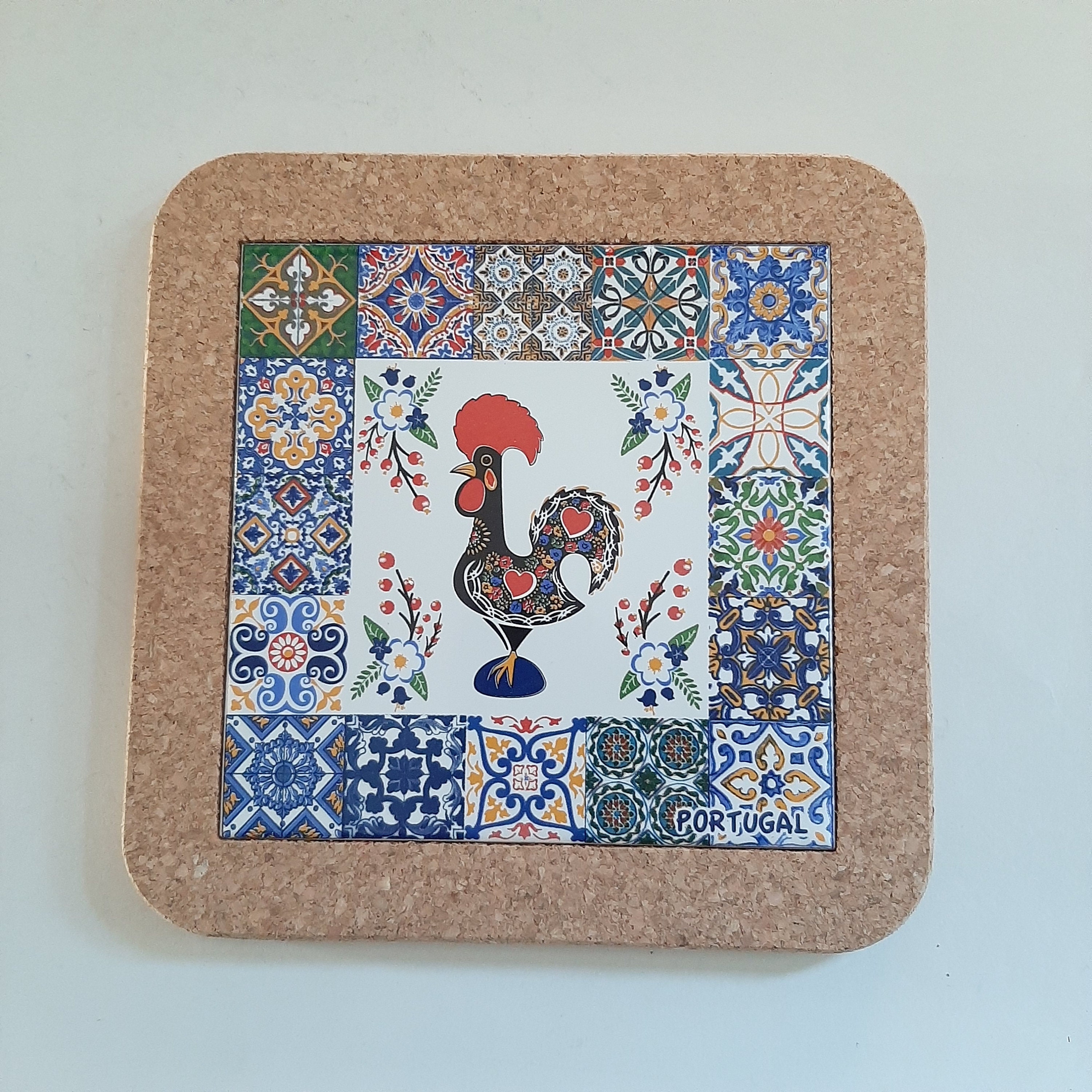 Cork Base With Ceramic / Cork Art / Cork Coaster / Kitchen - Etsy