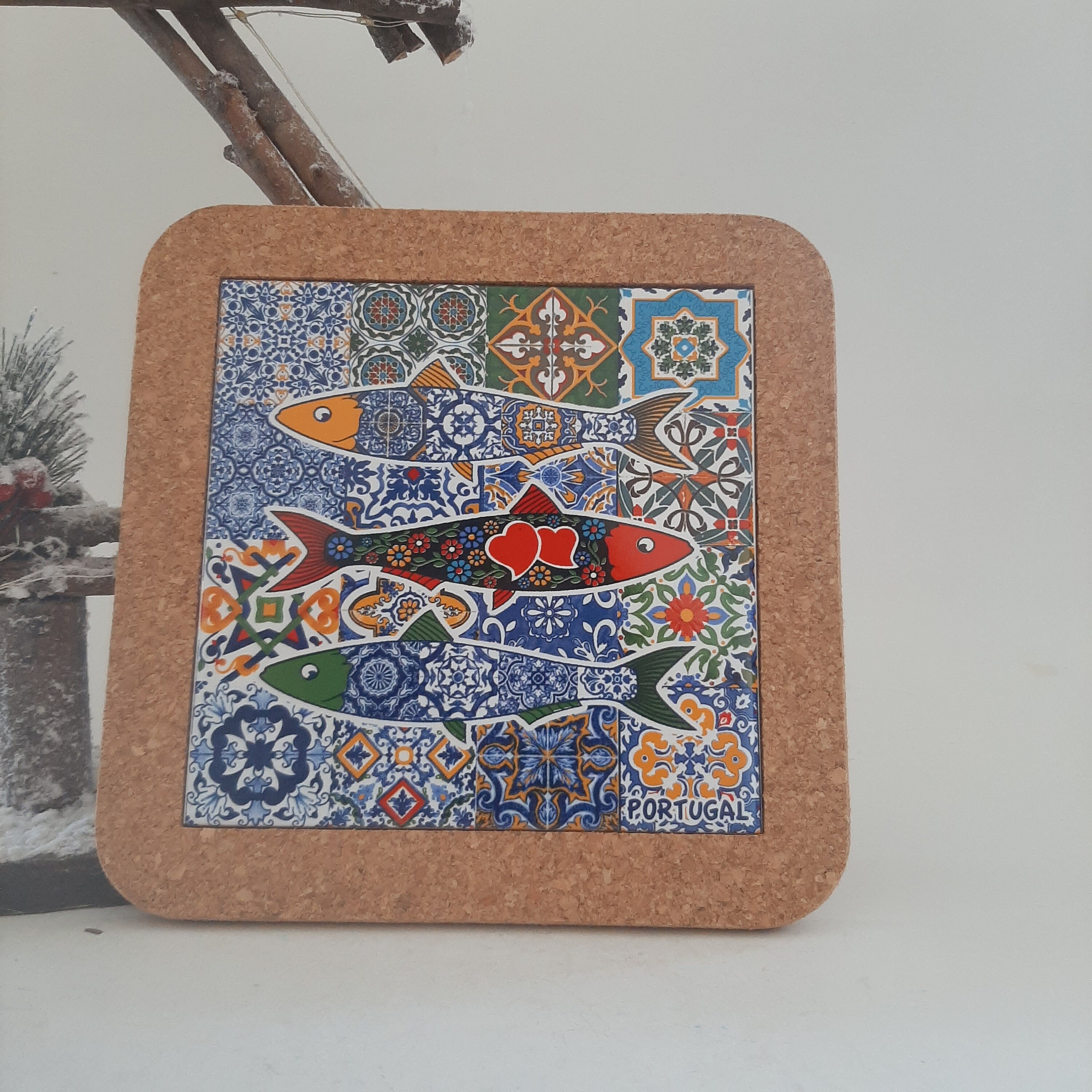 Cork Base With Ceramic / Cork Art / Cork Coaster / Kitchen Utensils ...