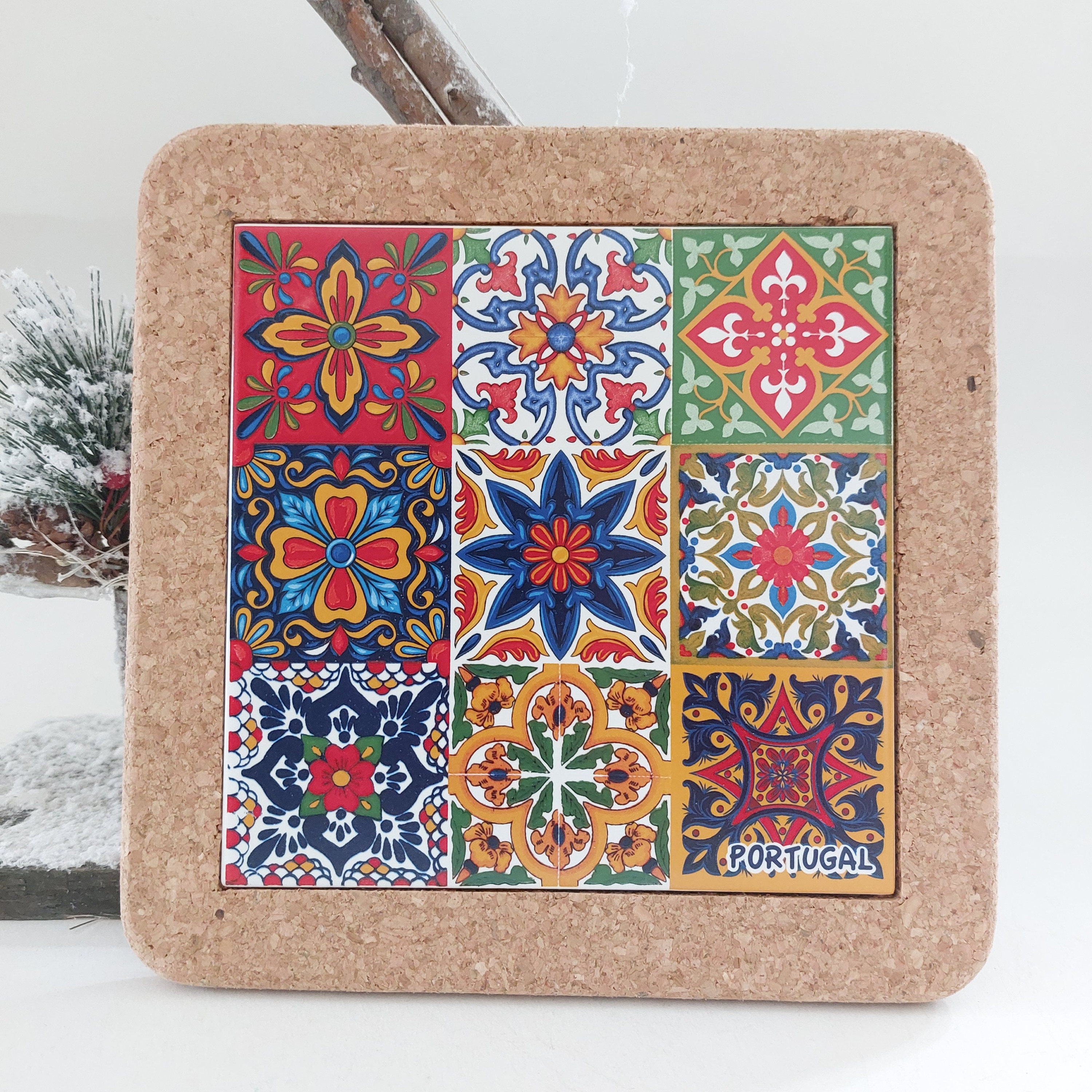 Cork Base With Ceramic / Cork Art / Cork Coaster / Kitchen Utensils ...