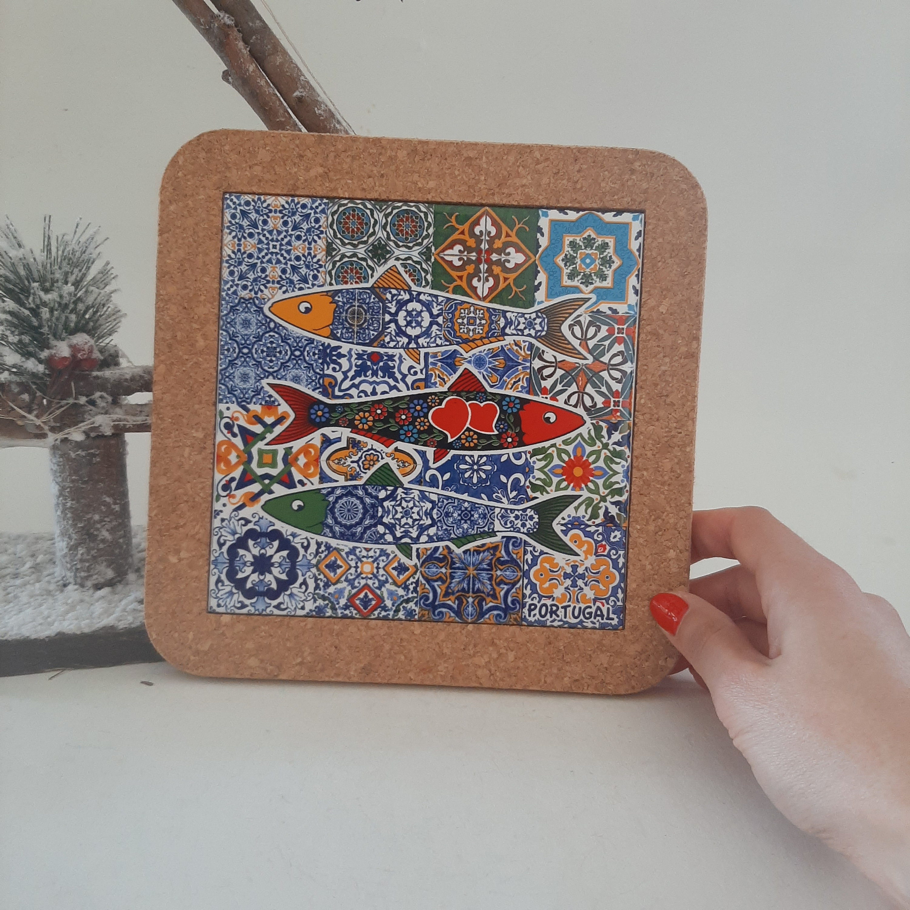 Cork Base With Ceramic / Cork Art / Cork Coaster / Kitchen Utensils ...